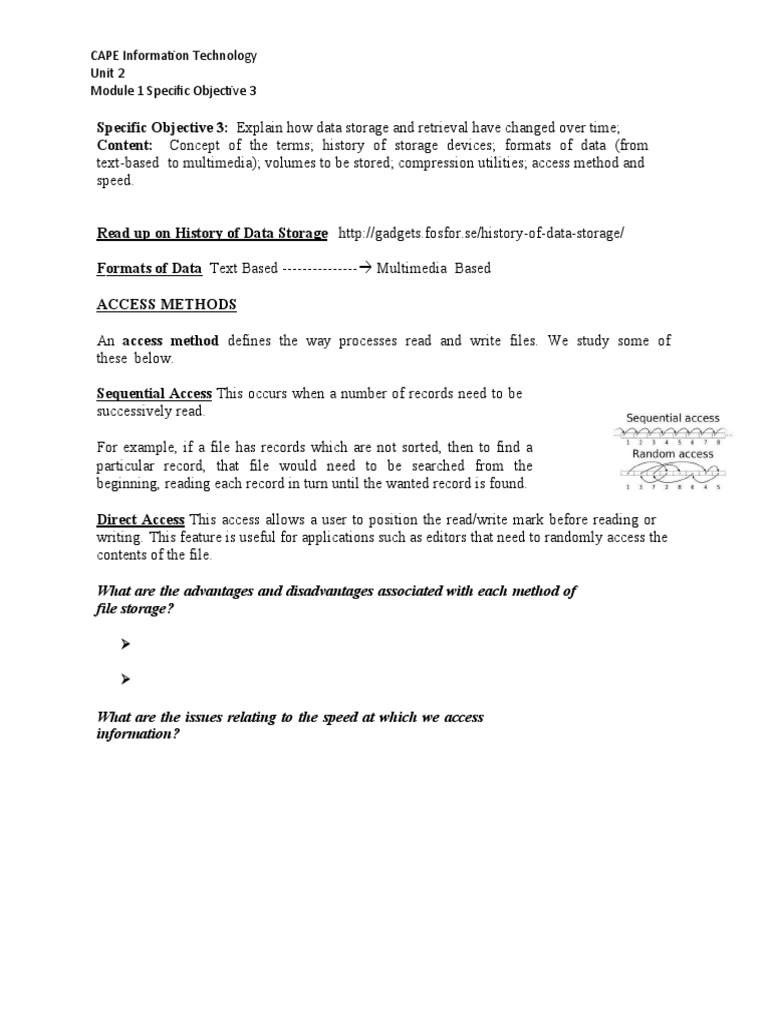 CAPE Information Technology Unit 2 Module 1 Specific Objective 3 | PDF ...