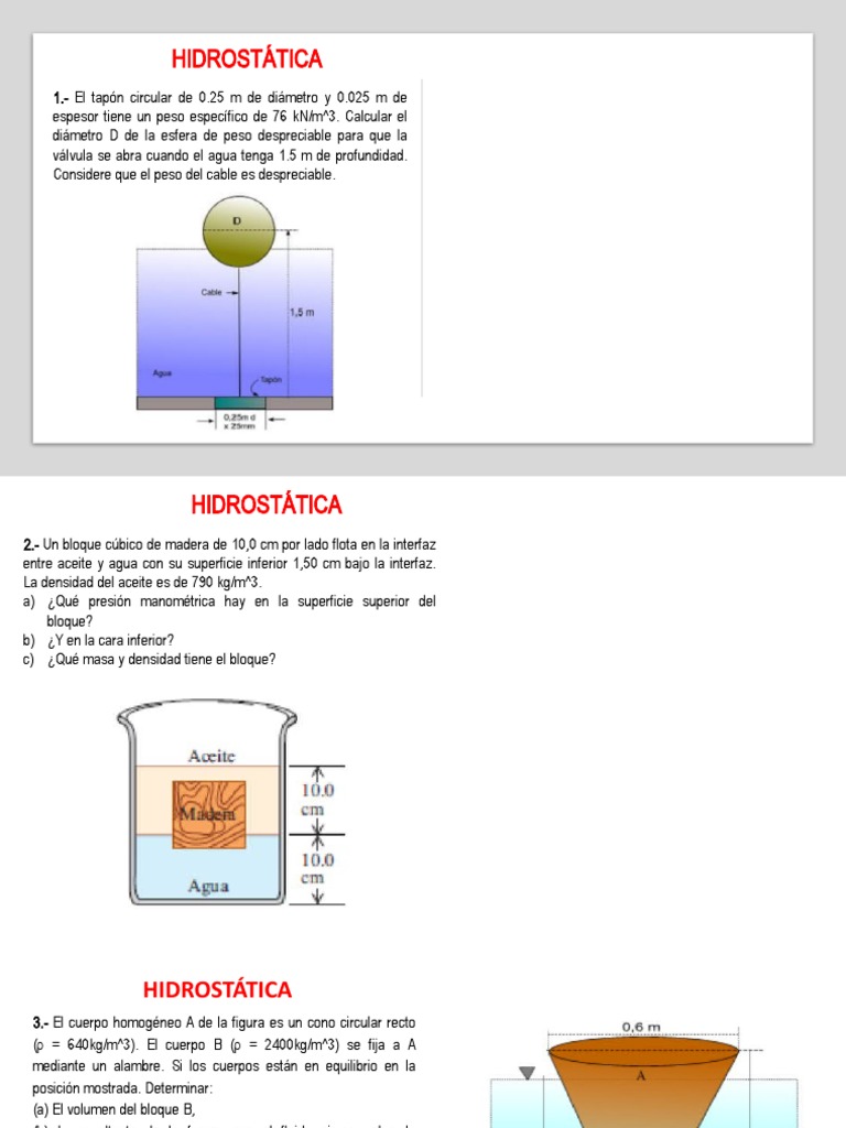 Hidrostática - Seminario de Problemas | PDF
