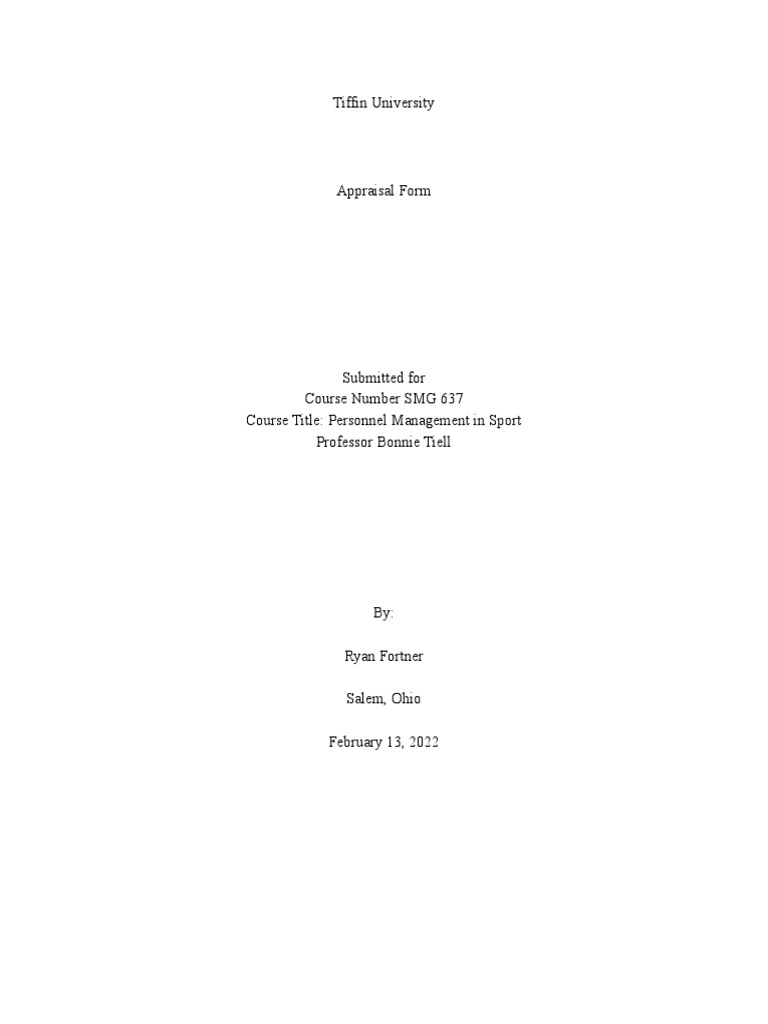 Assessing Athletic Performance: A Sample Coaching Appraisal Form | PDF ...