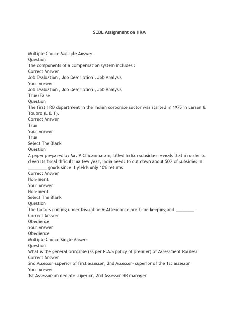 SCDL Assignment On HRM | PDF | Human Resources | Human Resource Management