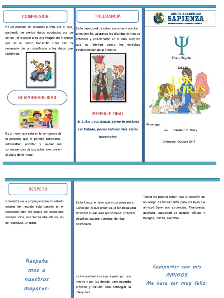 Triptico de Los Valores | PDF | Tolerancia | Sicología
