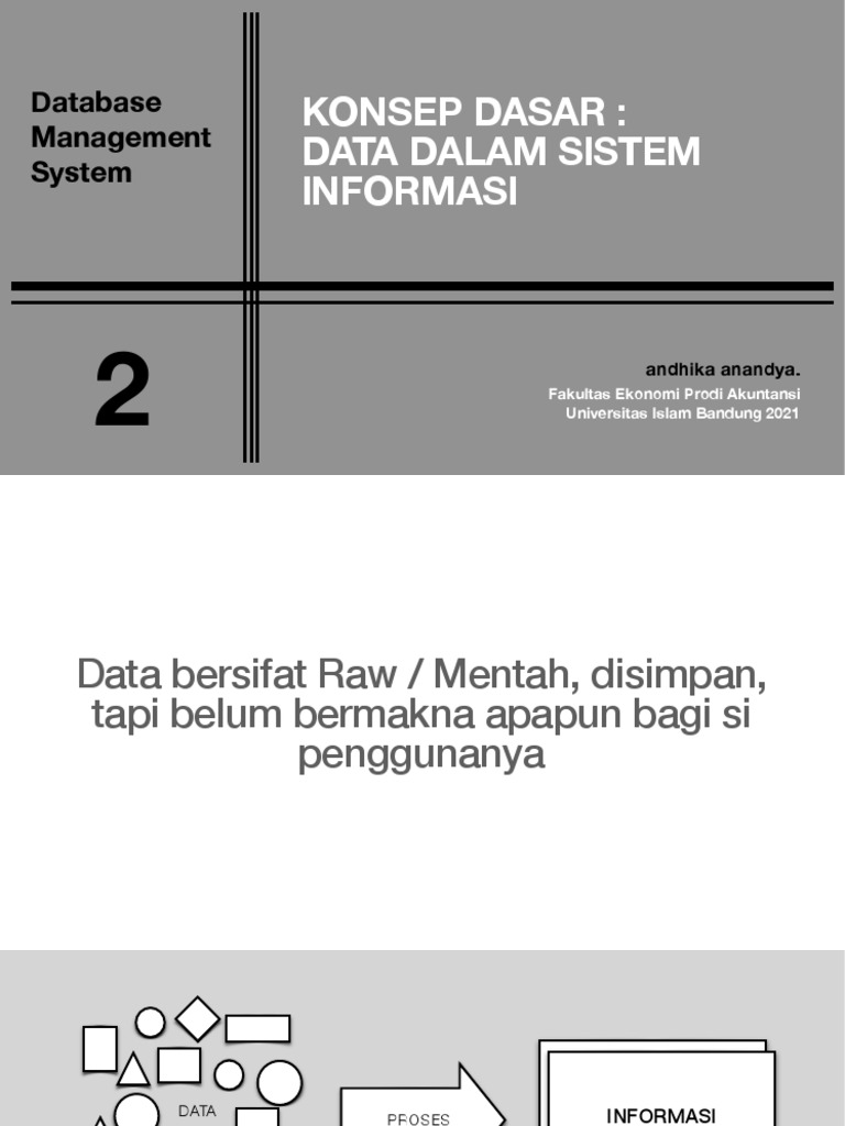 DBMS 2021 (2) Konsep Data Dalam Sistem Informasi | PDF