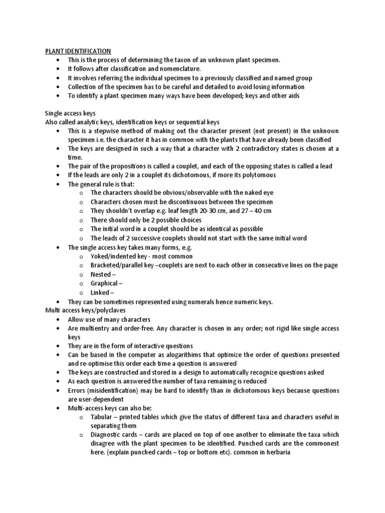 Plant Identification and Sources of Literature | PDF | Taxonomy ...