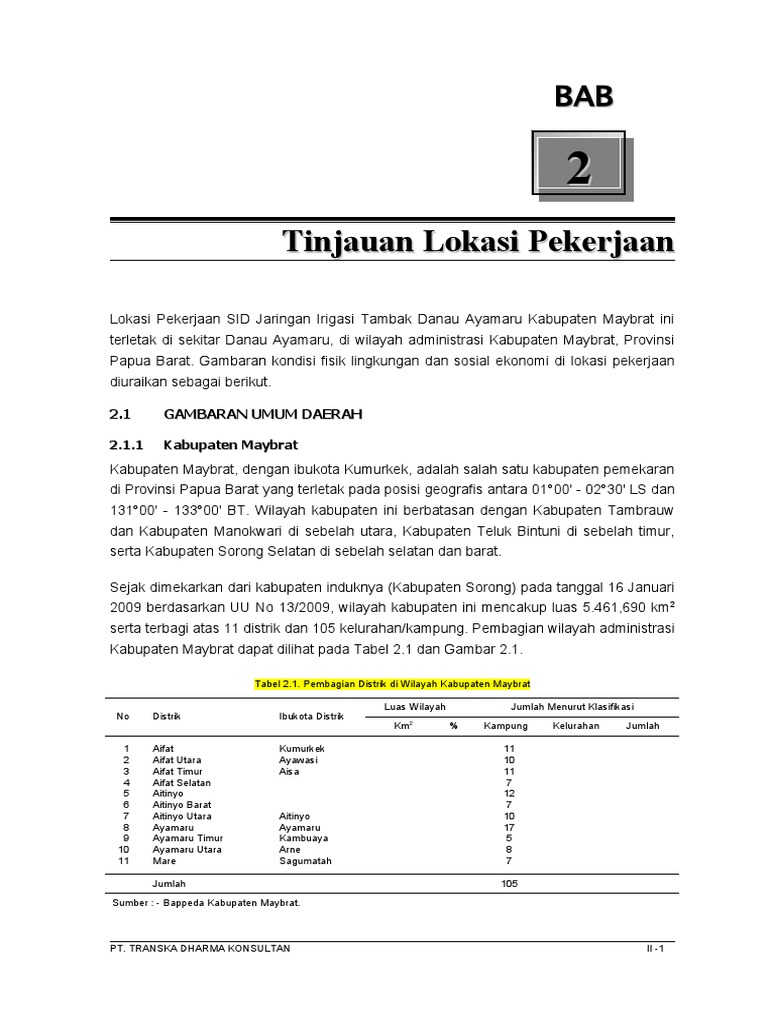 Pembangunan Irigasi Danau Ayamaru | PDF