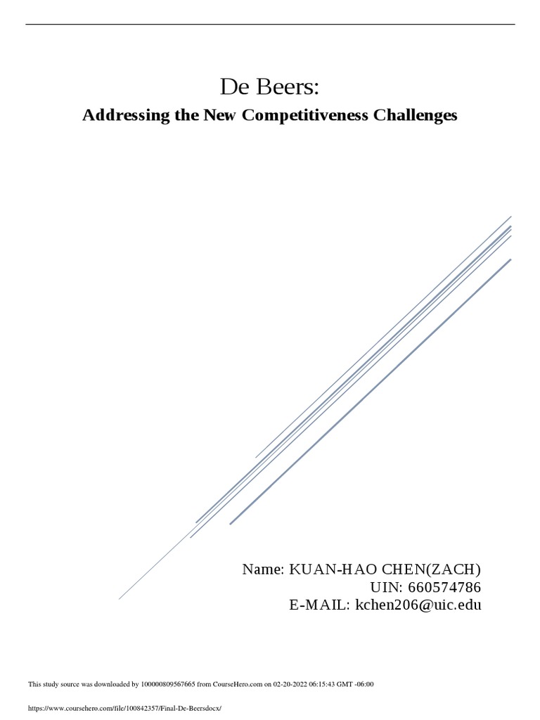 De Beers:: Addressing The New Competitiveness Challenges | PDF | Diamond | Market (Economics)