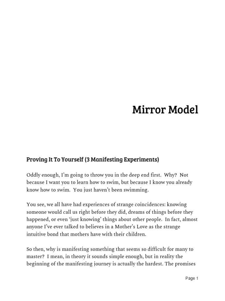 Mirror Model: Proving It To Yourself (3 Manifesting Experiments) | PDF ...