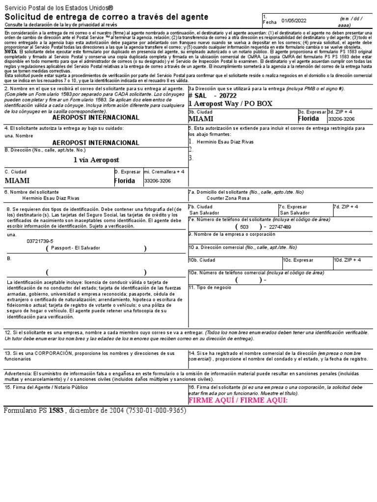 Usps PS - 1583 - 2004 | PDF | Servicio Postal de los Estados Unidos ...