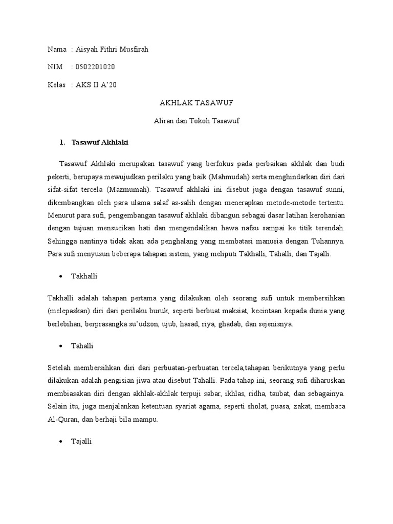 Akhlak Tasawuf Aliran Tokoh Tasawuf Pdf