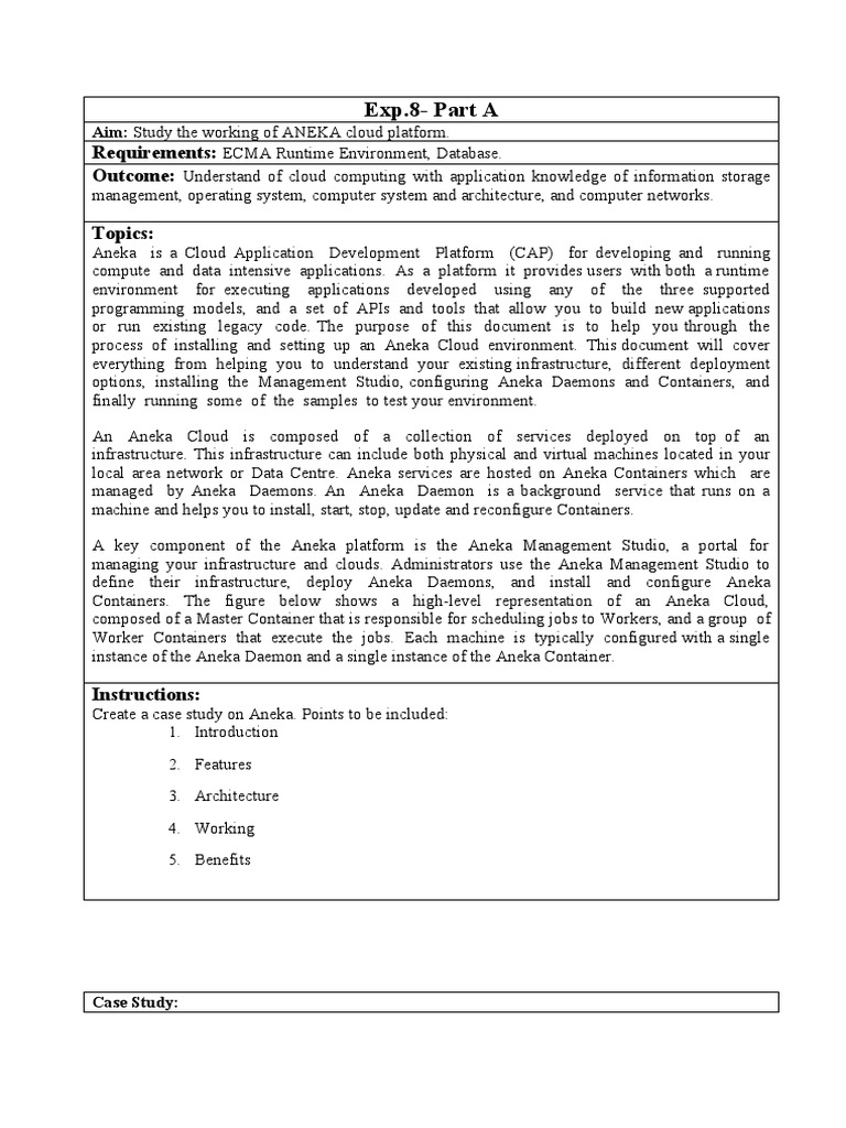 Exp 5 ANEKA Cloud Platform Study | PDF | Cloud Computing | Virtualization