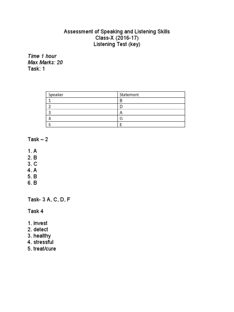Assessment of Speaking and Listening Skills | PDF