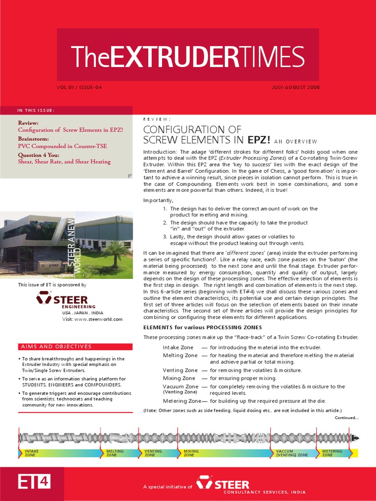 Configuration of Screw Elements in the Extruder Processing Zones: An ...