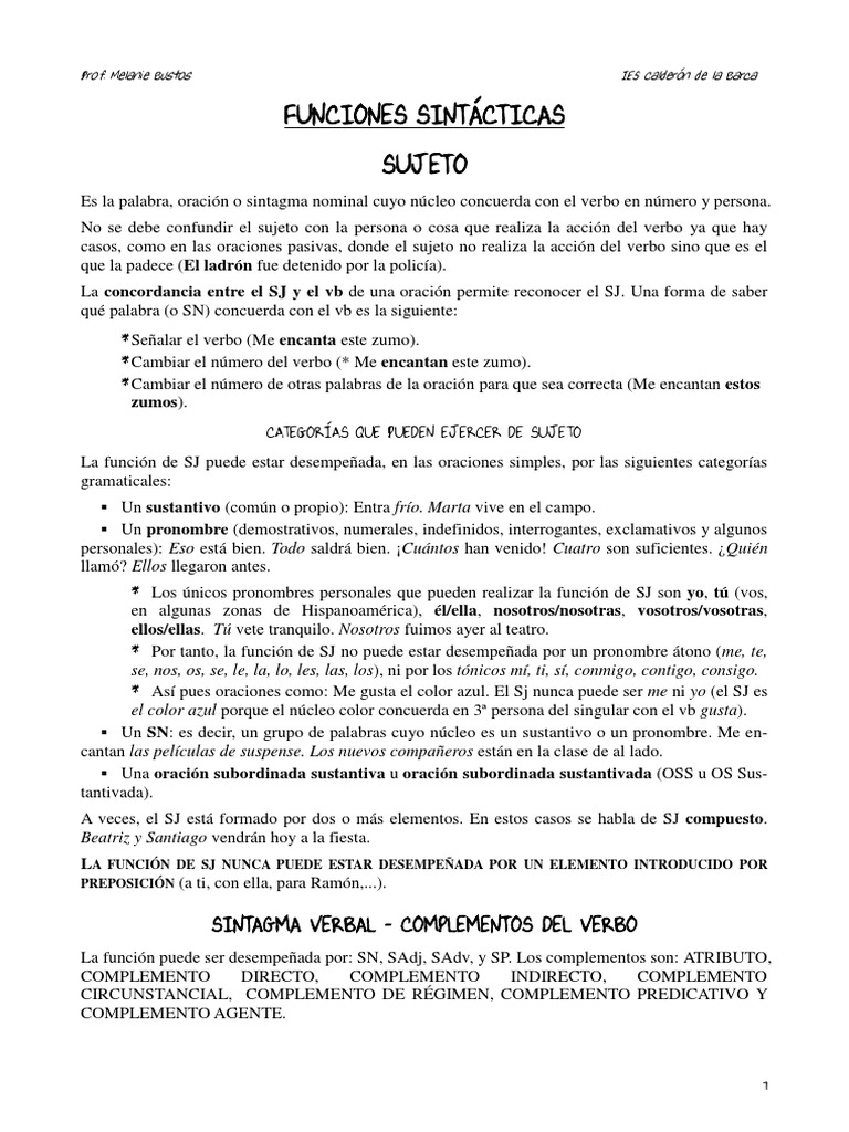 Teoría Básica Sintaxis | PDF | Verbo | Asunto (gramática)