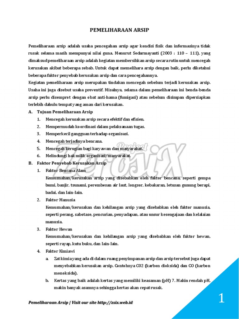 Pemeliharaan Arsip | PDF