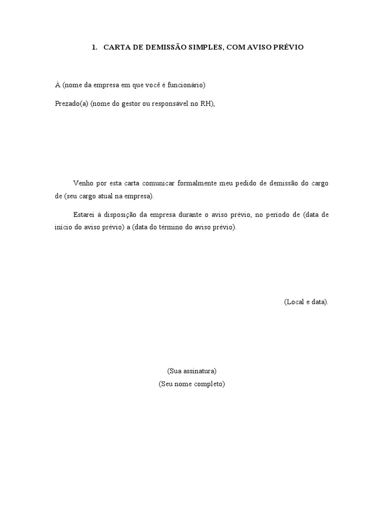 Modelos de Carta de Demissão | PDF | Gestão de recursos humanos