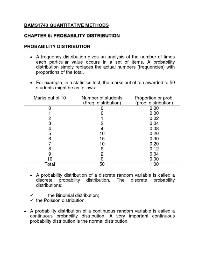 1743 Chapter 4 Probability Distribution | PDF | Probability ...