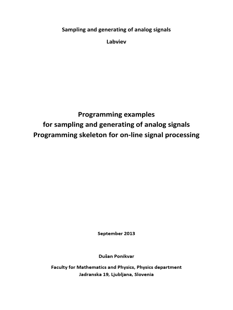 LabVIEW Analog Signal Processing Guide | PDF | Sampling (Signal ...