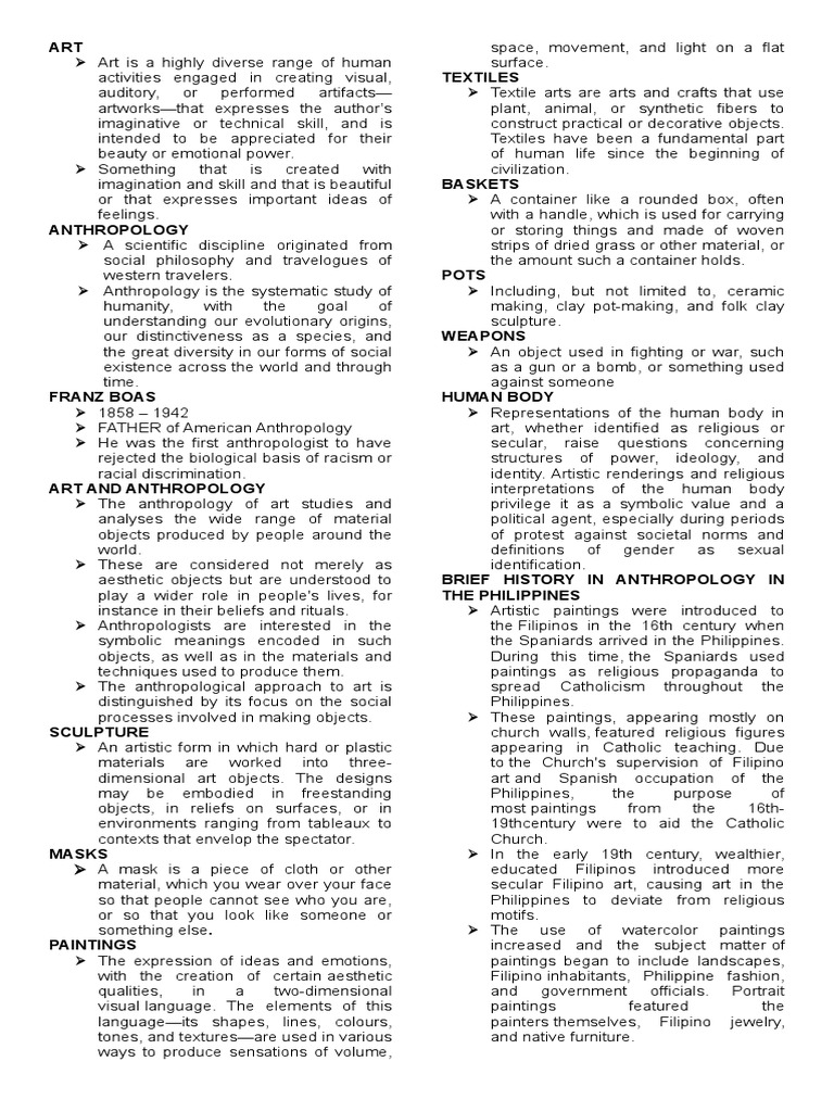 Art and Anthropology Overview | PDF | Ivory | Anthropology