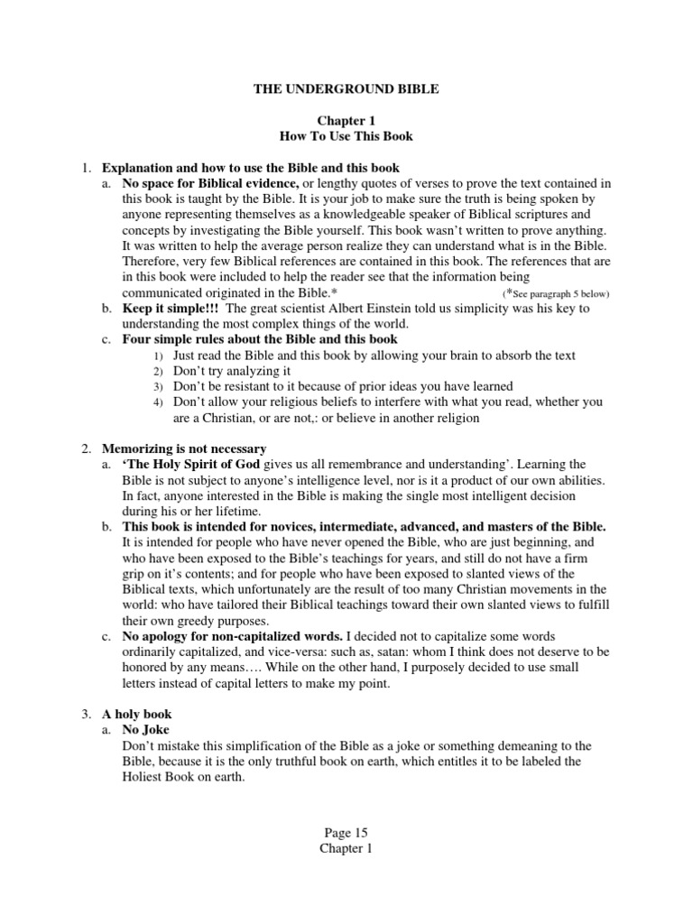 The Underground Bible How To Use This Book: (See Paragraph 5 Below ...