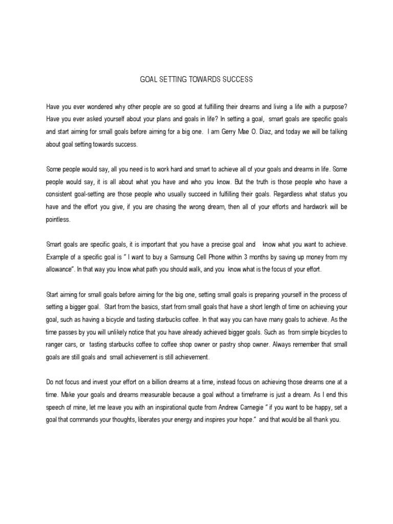 Persuasive-Speech About Goal | PDF | Self-Improvement