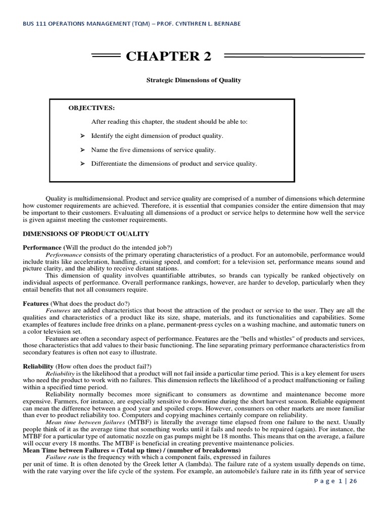 Chapter 2 4.tqm | PDF | Reliability Engineering | Quality Management