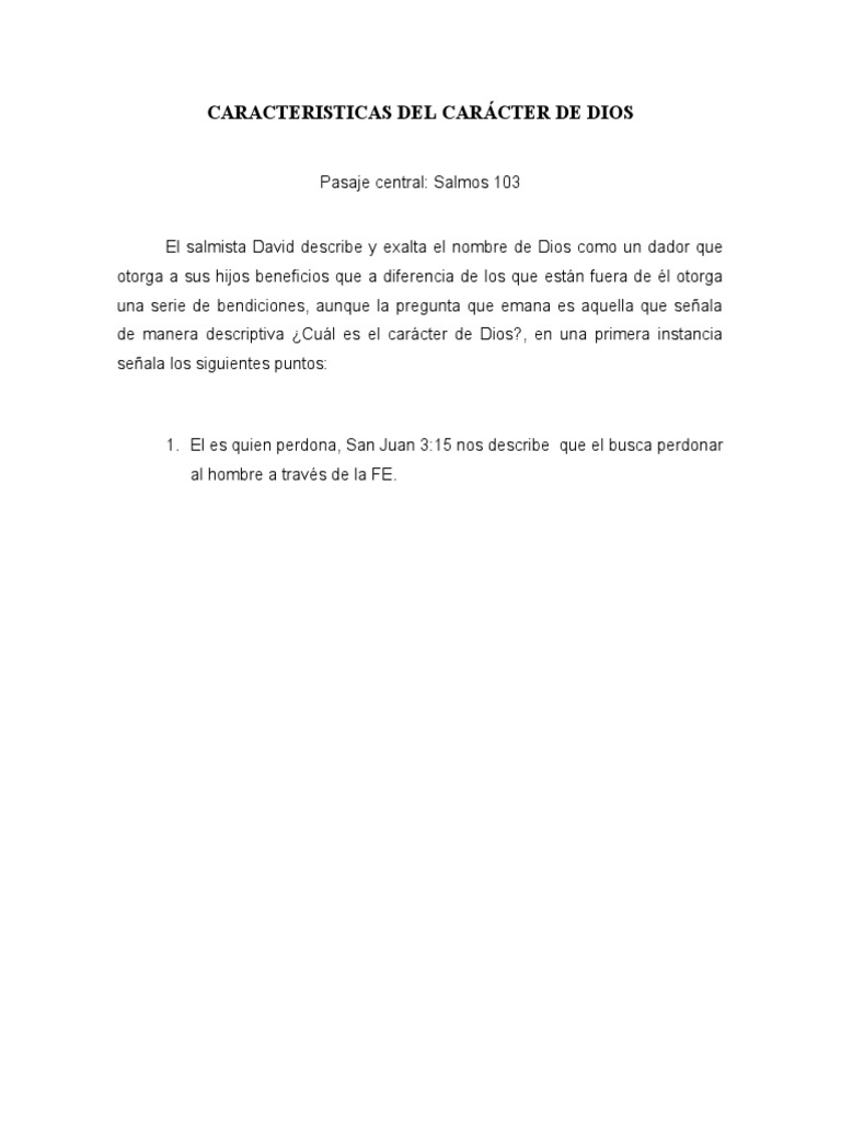 Caracteristicas Del Carácter de Dios | PDF
