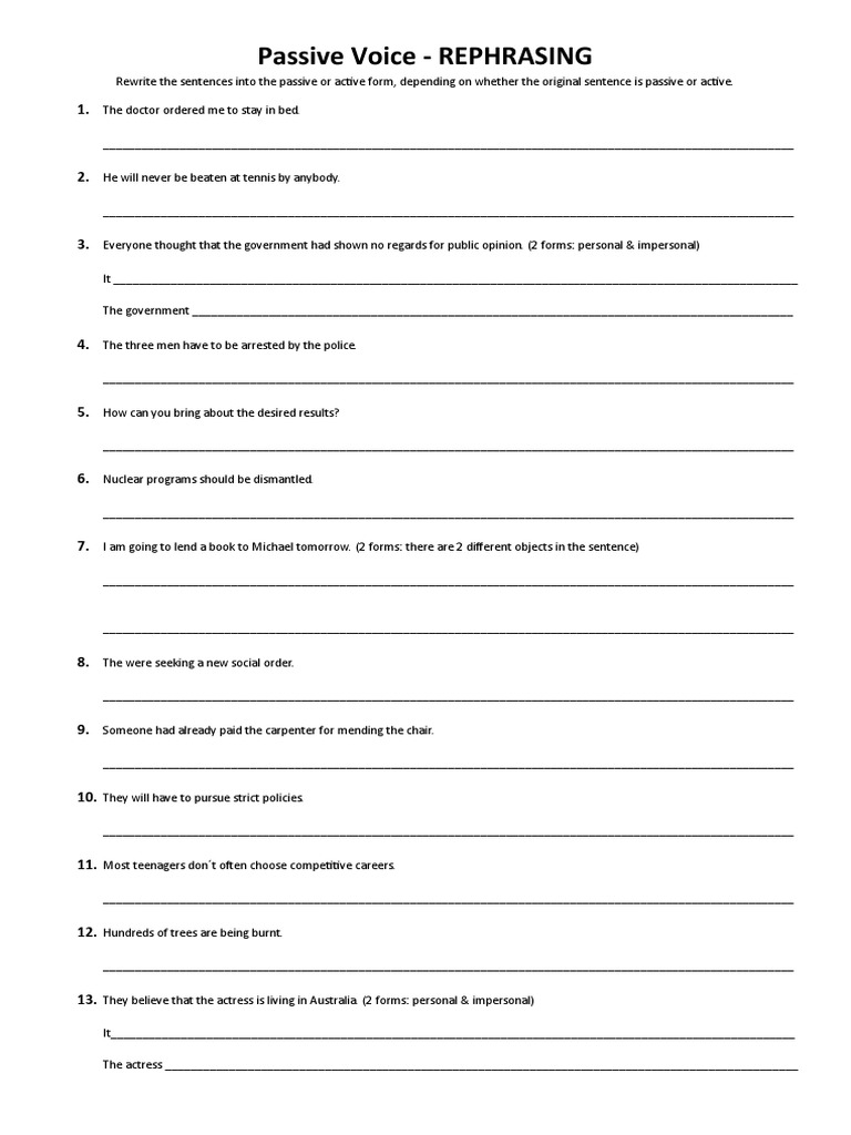Passive Voice REPHRASING | PDF