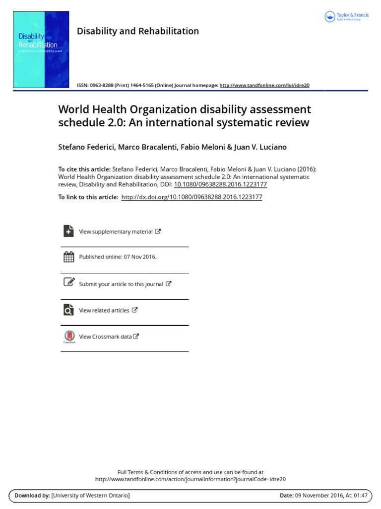 Whodas Review | PDF | Disability | Systematic Review