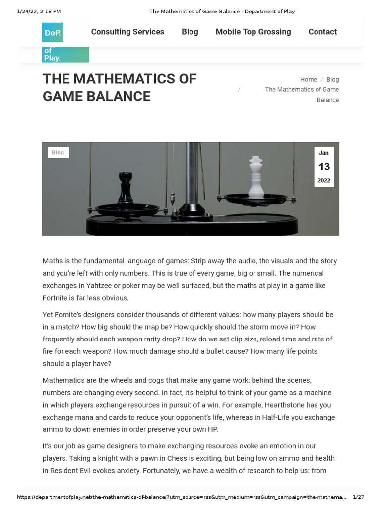 The Mathematics of Game Balance - Department of Play | Download Free ...
