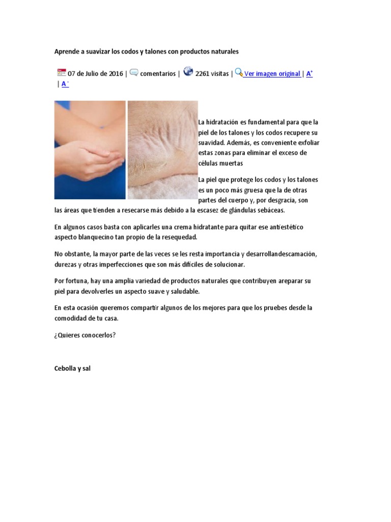 Aprende A Suavizar Los Codos y Talones Con Productos Naturales | PDF ...
