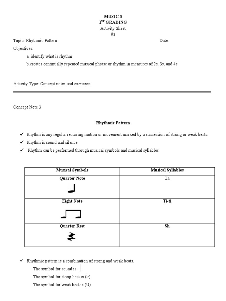 Lesson 3 - Repeated Rhythm | PDF | Rhythm | Elements Of Music