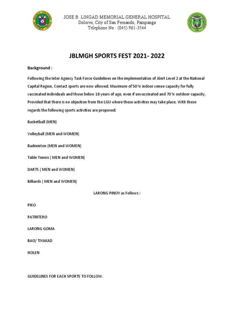 Sports Fest 2021 | PDF | Recreation | Competitive Games