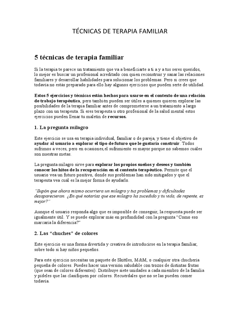 Técnicas de Terapia Familiar | PDF | Las emociones | Psicoterapia