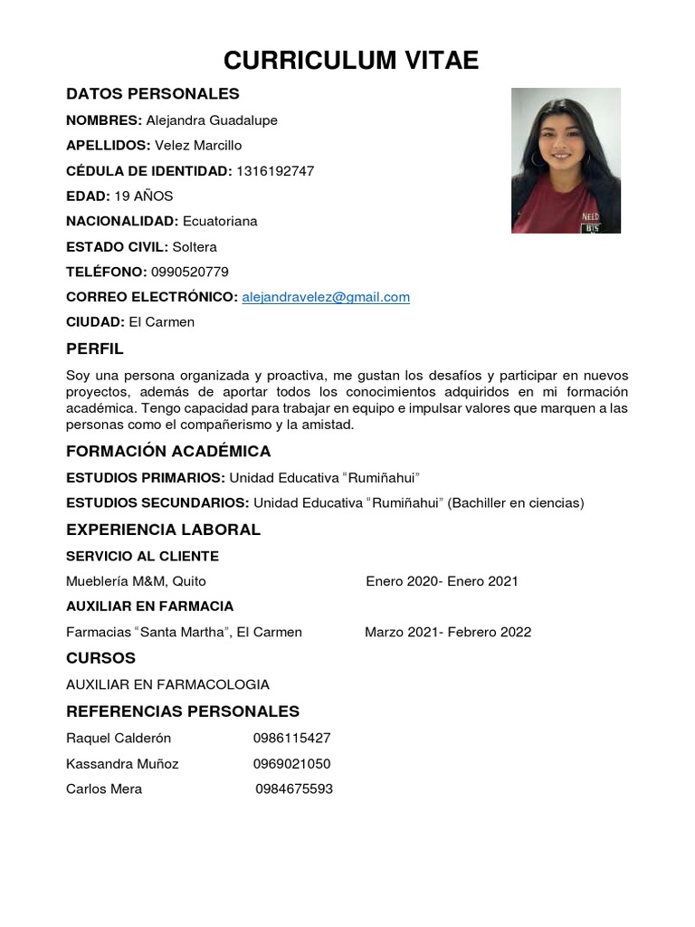 Curriculum Vitae Alejandra | PDF