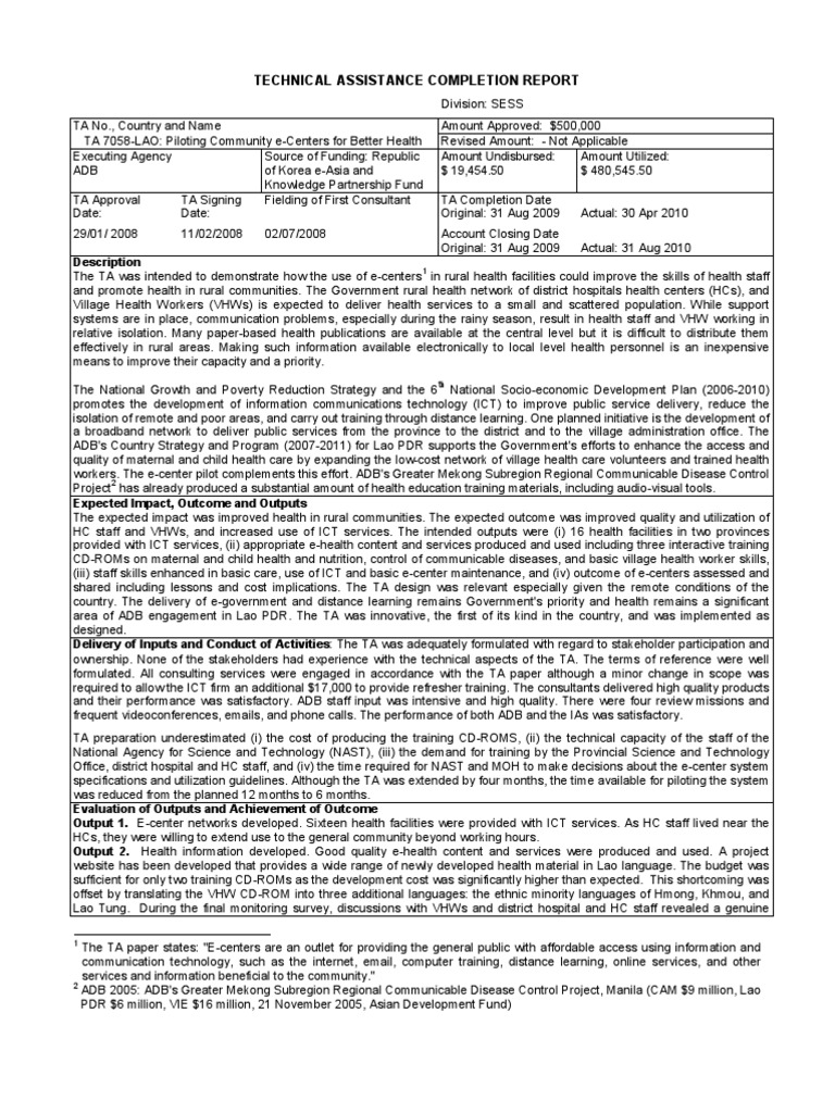 01 Lao TCR | PDF | Health Care | Educational Technology