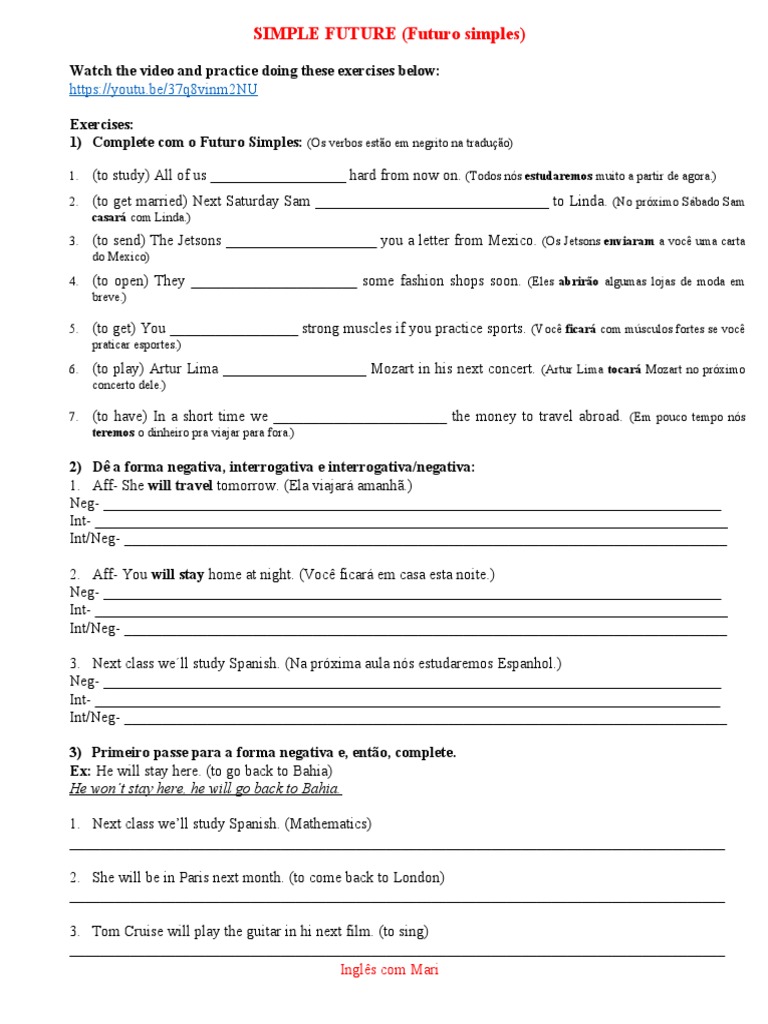 Simple Future Exercises | PDF