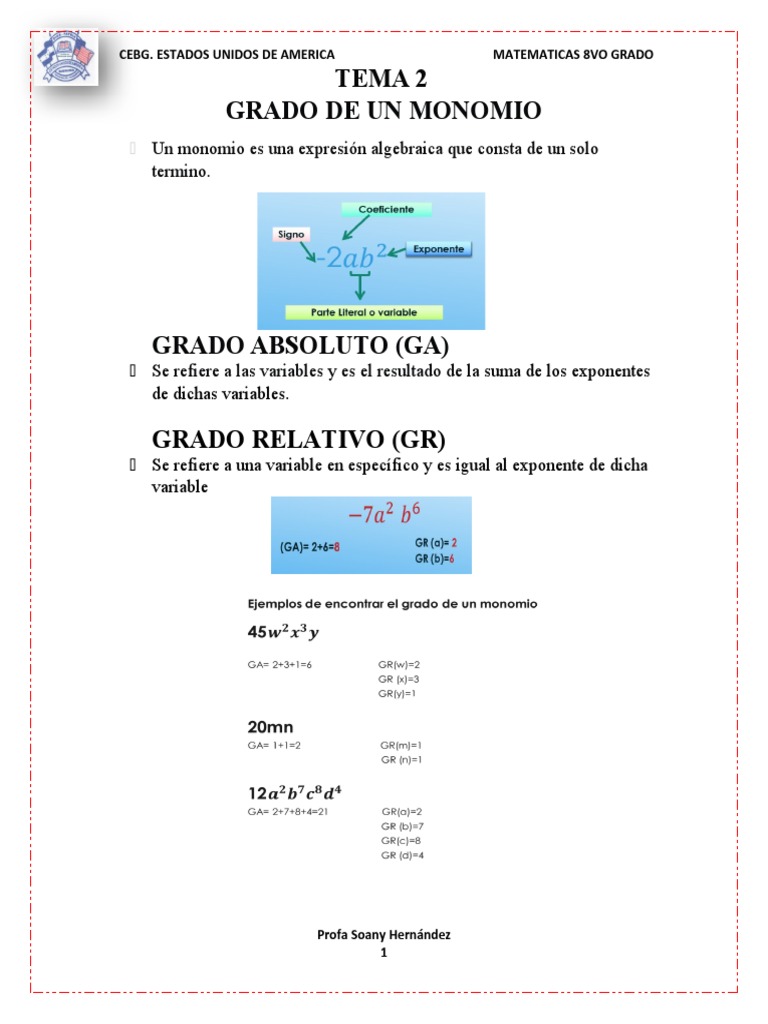 Material de Matematicas de 8 Grado | PDF | Análisis matemático ...