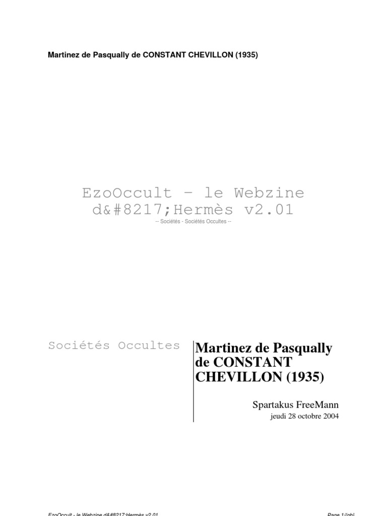 Martinez de Pasqually : Mystères et Doctrine | PDF | Caïn et Abel ...