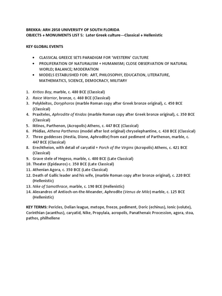 ARH 2050 Module 5 Objects List | PDF | Social Science