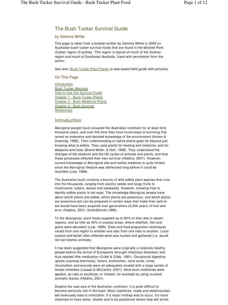 .Au Bush Tucker Survival Guide | PDF | Eucalyptus | Trees