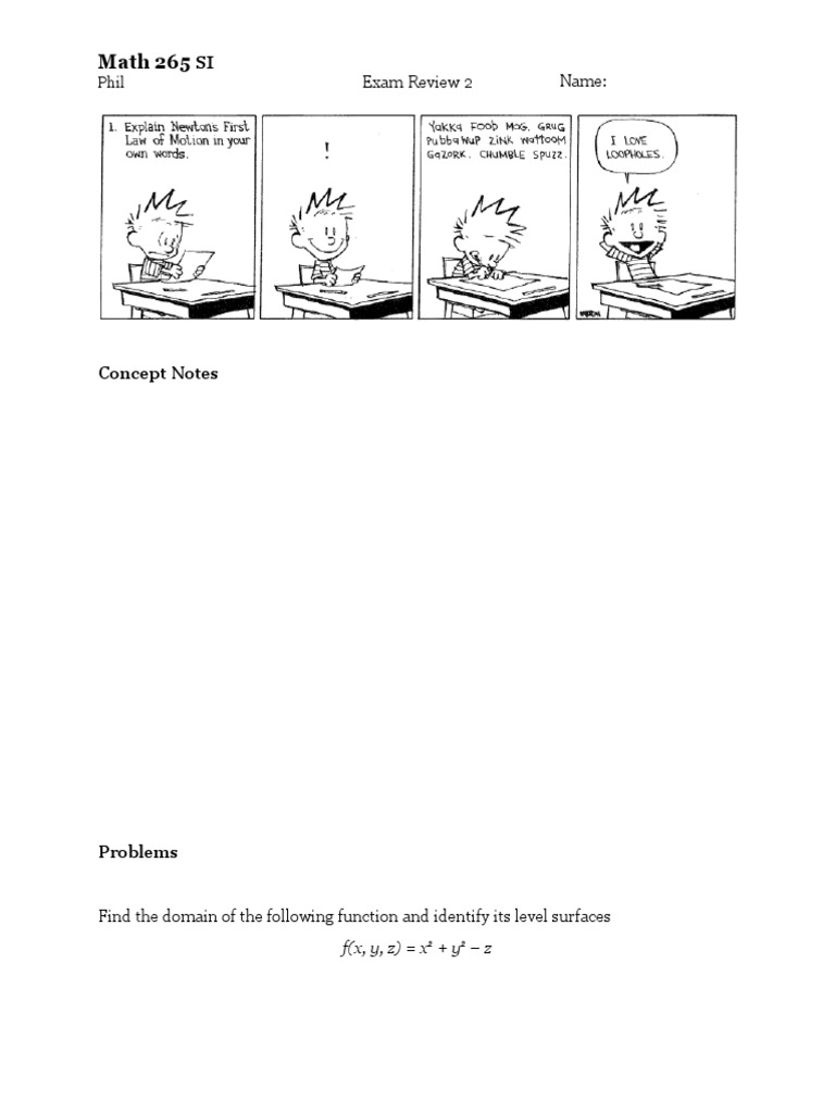 Math 265: Name: Exam Review 2 | PDF | Maxima And Minima | Mathematical ...