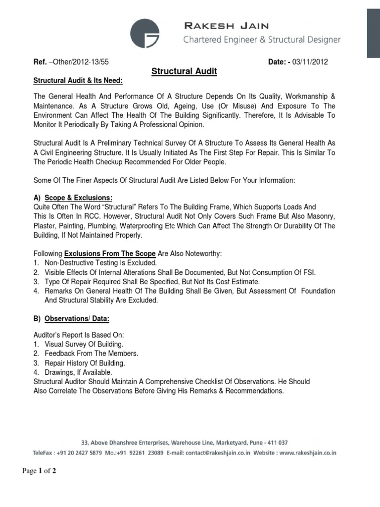 Structural Audit of Industrial Building | PDF | Audit