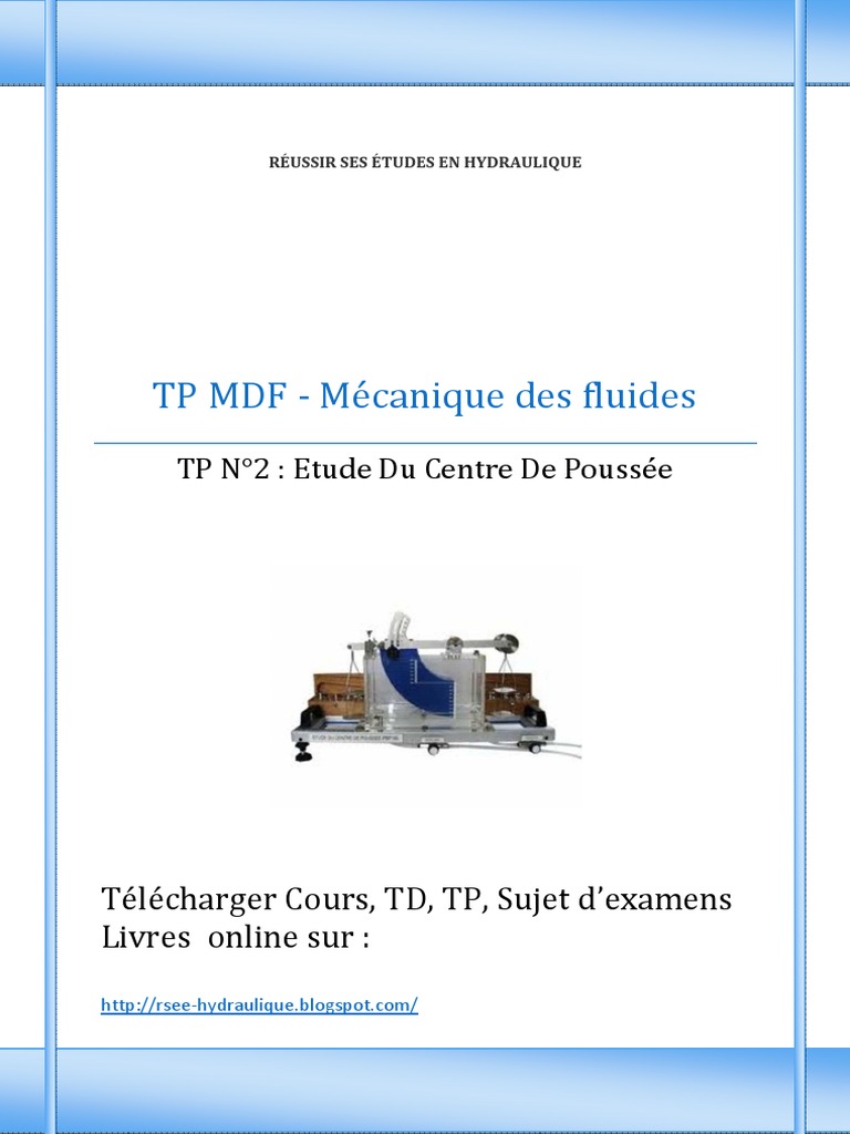 TP MDF N 2 Etude Du Centre de Poussee | PDF | Pression | Mécanique newtonienne