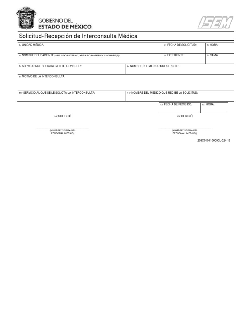 Formato de Solicitud de Interconsulta Médica | PDF | Medicina ...