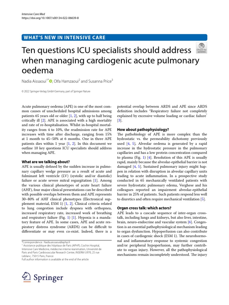 Ten Questions ICU Specialists Should Address When Managing Cardiogenic ...