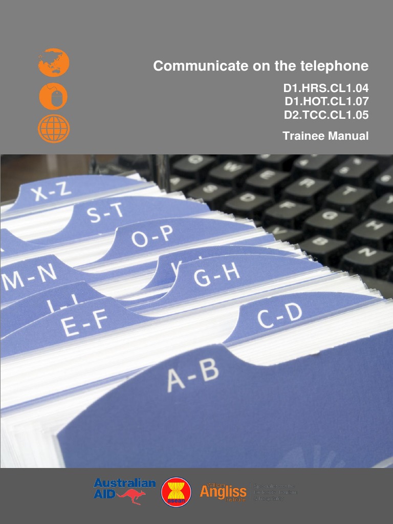 Communicate On The Telephone: D1.HRS - CL1.04 D1.HOT - CL1.07 D2.TCC ...