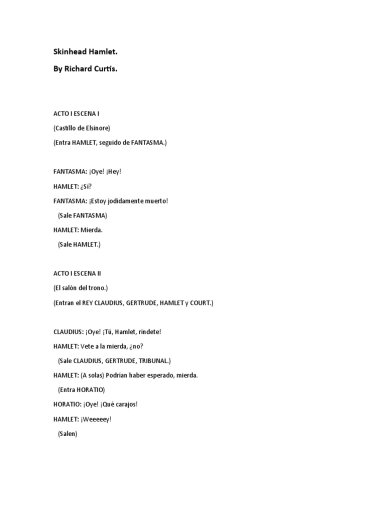 Skinhead Hamlet - Traducción | Descargar gratis PDF | Aldea | Obras ...