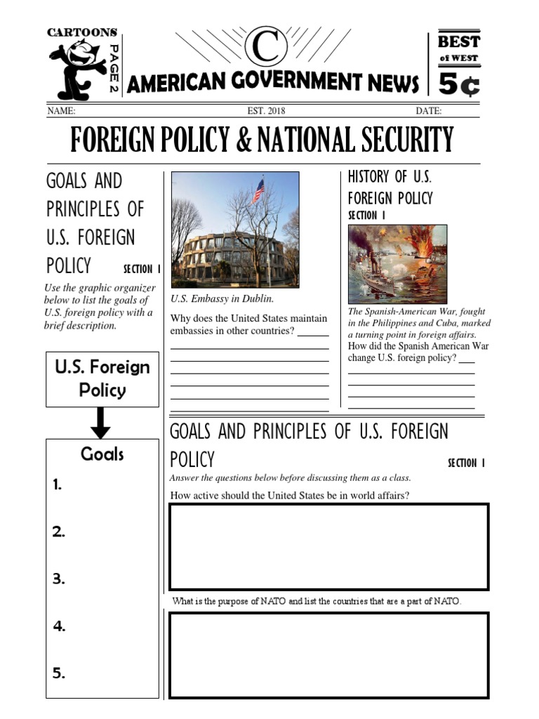 Foreign Policy & National Security Worksheet | PDF