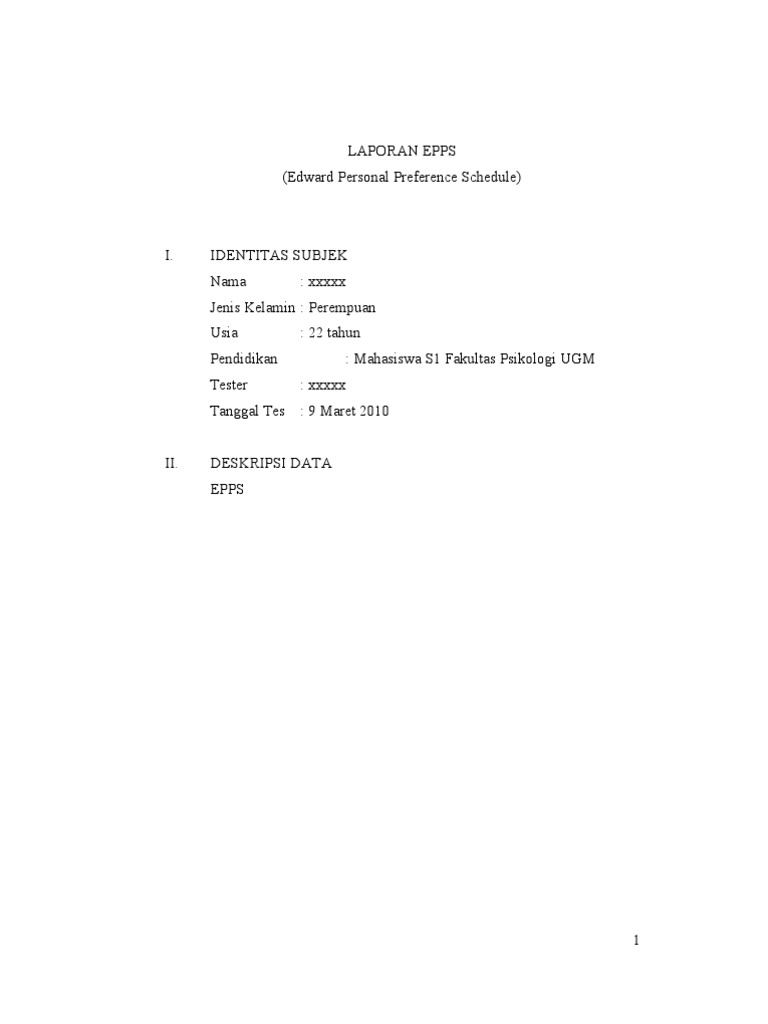 Format Laporan Epps | PDF