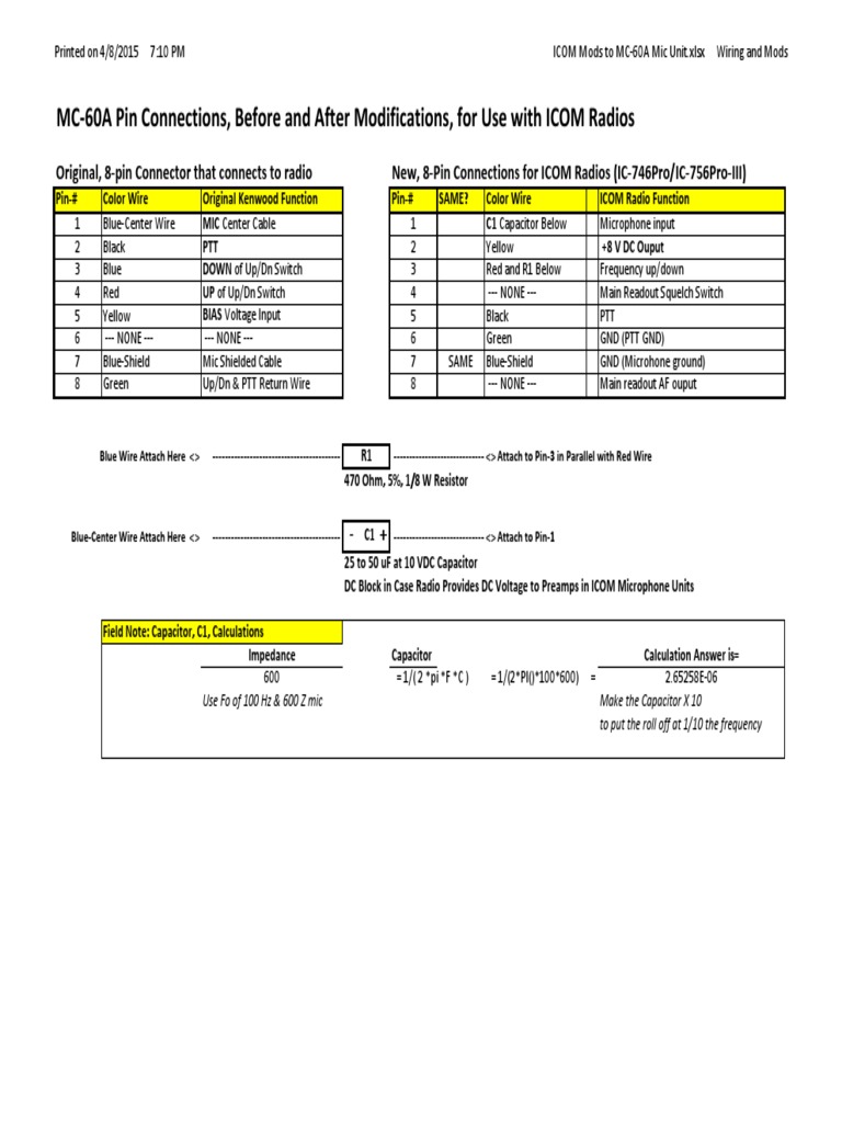 ICOM Mods To MC-60A Mic Unit | PDF | Microphone | Capacitor
