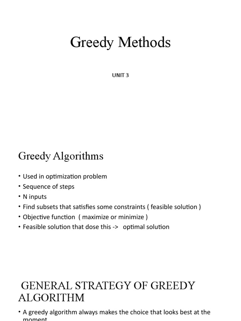 UNIT 3.1 (Greedy Method - Knapsack Problem) | PDF | Mathematical ...